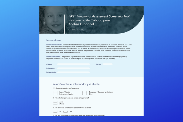Instrumento de cribado para análisis funcional de problemas de conducta ...
